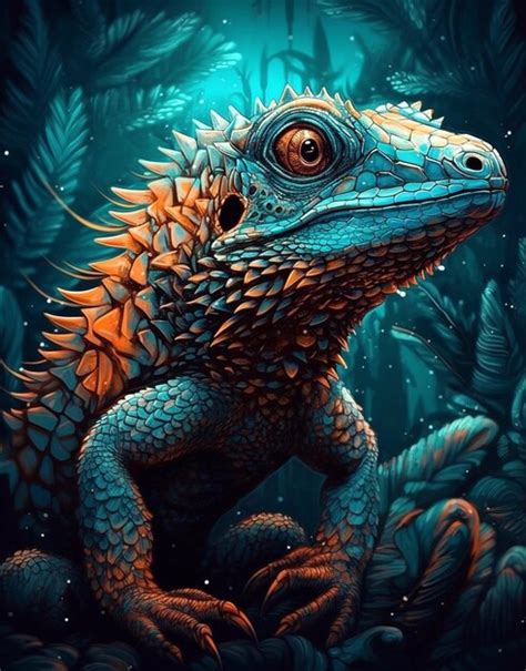 Premium Ai Image Giant Cute Lizard