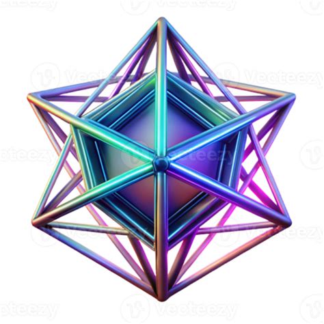 Render Iridescent Geometric Star Structure Abstract Background Image 55326978 Png