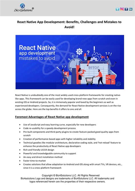 Ppt React Native App Development Benefits Challenges And Mistakes To Avoid Powerpoint