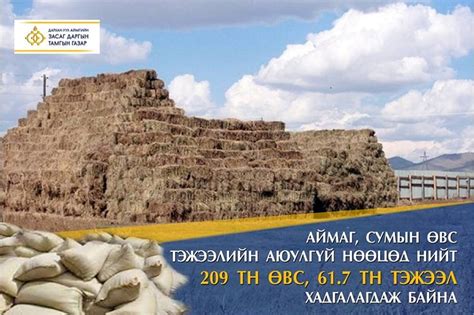 Аймаг сумын өвс тэжээлийн аюулгүй нөөцөд нийт 209 тн өвс 61 7 тн тэжээл хадгалагдаж байна