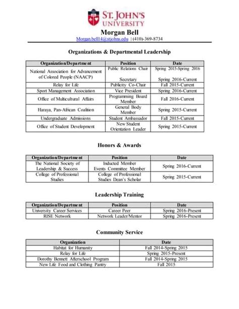 Morgan Bells Co Curricular Transcript Pdf
