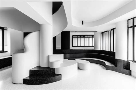 A Minimalist Neo Brutalist Space With Bold Blocky Architecture In Black And White Premium Ai A Minimalist Neo Brutalist Space With Bold Blocky Architecture In Black And White Premium Ai