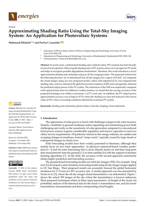 Pdf Approximating Shading Ratio Using The Total Sky Imaging System