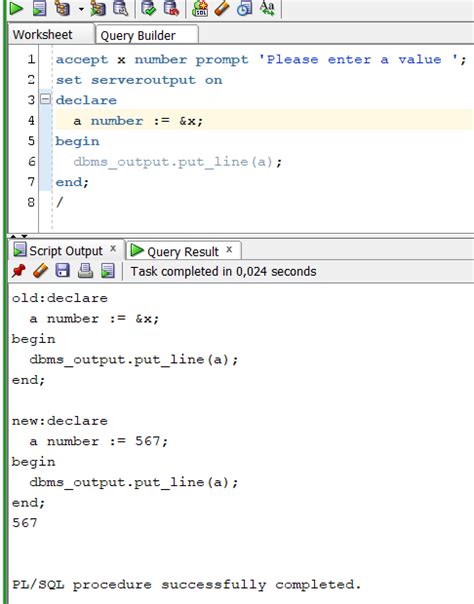 Database How To Display A Prompt For User Input In Pl Sql On Oracle G Stack Overflow