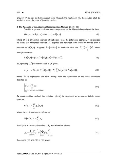 Adomian Decomposition Method For Analytical Solution Of A Continuous