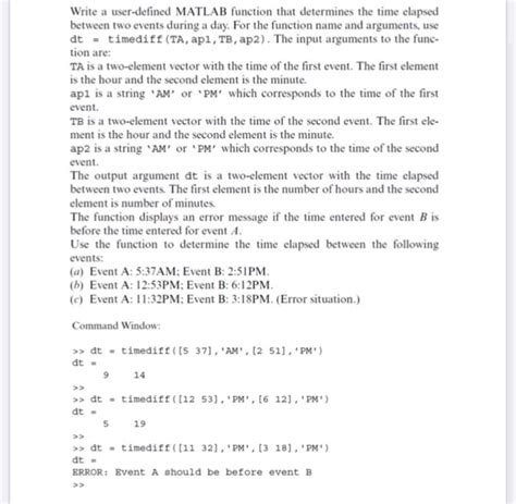 Write A User Defined Matlab Function That Determines