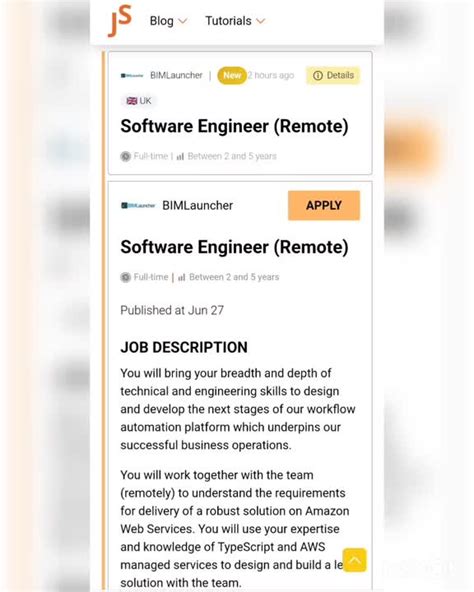 Jsremote Jobs On Linkedin 1 Software Engineer Remote Bimlauncher Uk Apply …