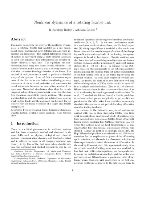 Pdf Nonlinear Dynamics Of A Rotating Flexible Link