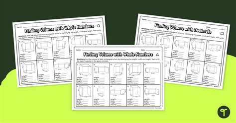 Finding Volume Differentiated Worksheets Teach Starter