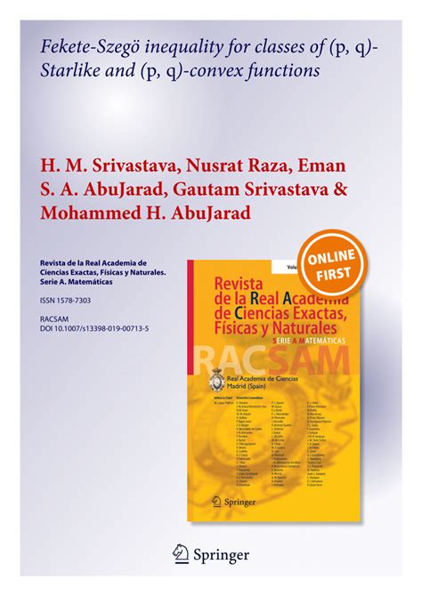 Pdf Fekete Szegö Inequality For Classes Of P Q Starlike And P Q Convex Functions