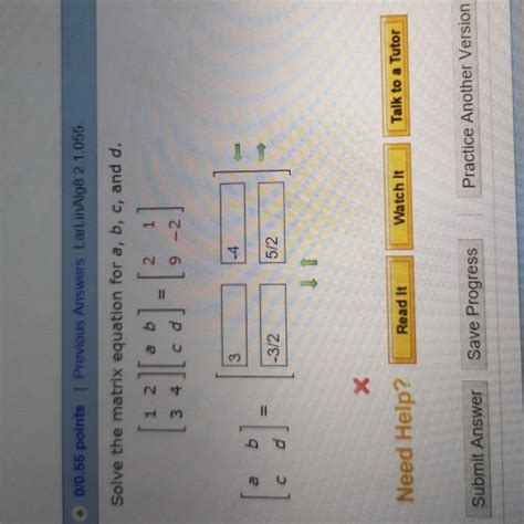 Solved 0 0 55 Points Previous Answers Larlinalg8 2 1 055