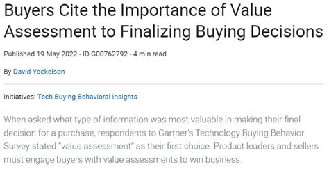 Important Validation From Gartner On The Importance Of Value Selling To Educate Optimise And