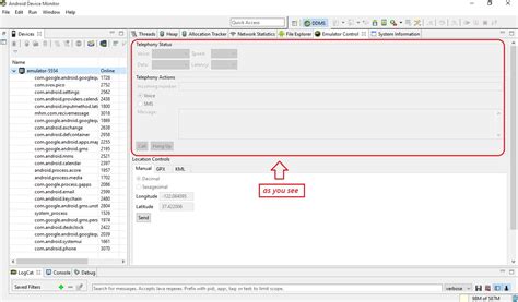 Android Device Monitor In Telephony Actions Stack Overflow