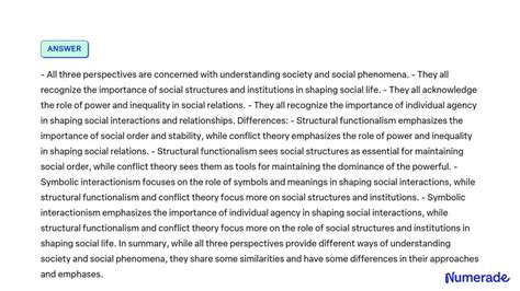 Solved Differences And Similarities Of Structural Functionalism