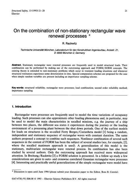 On The Combination Of Non Stationary Rectangular Wave Ren 1993 Structural Sa Pdf Stationary