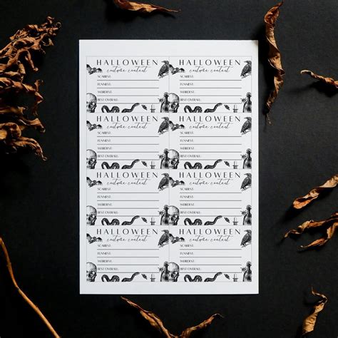 Halloween Costume Voting Card Template Editable Best Costume Vote