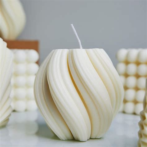 Conelist 3 Pcs Ribbed Pillar Candles Handmade Scented Soy