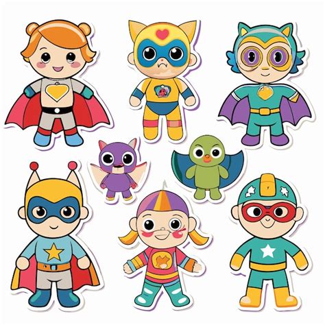 Characters De Super Héros De Dessins Animés Avec Des Dessins Et Des