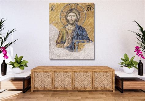 Christ Pantocrator Mosaic Canvas Print Hagia Sophia Wall Art Etsy