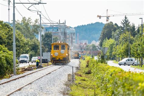 Heavy Machinery On A Railway Tack That Is Under Renovation Fresh Track