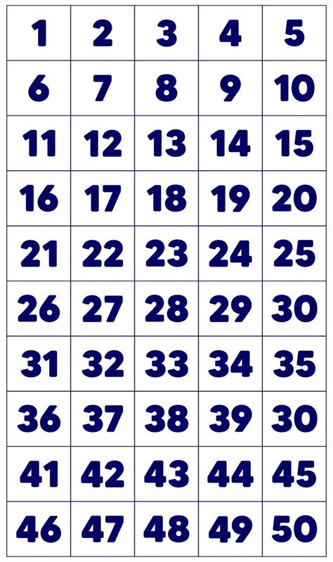 Large Printable Numbers 1 50 Bilhete De Rifas Modelo De Tabela