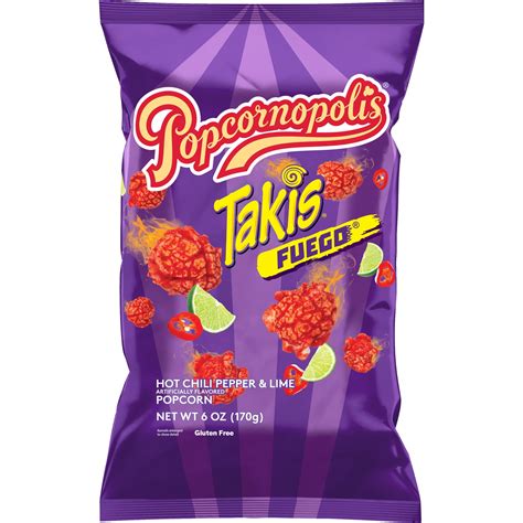 Popcornopolis Fuego Takis 6 Oz Bag Hot Chili Pepper And Lime Popcorn