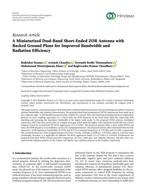 Pdf A Miniaturized Dual Band Short Ended Zor Antenna With Backed Ground Plane For Improved