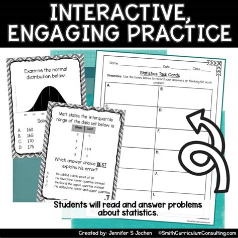 Statistics Task Cards Low Prep Math Activity Test Prep Data Set Graphing Data