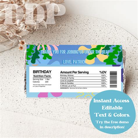 Spongebob Chocolate Bar Label Printable Colorful Spongebob Party Dec