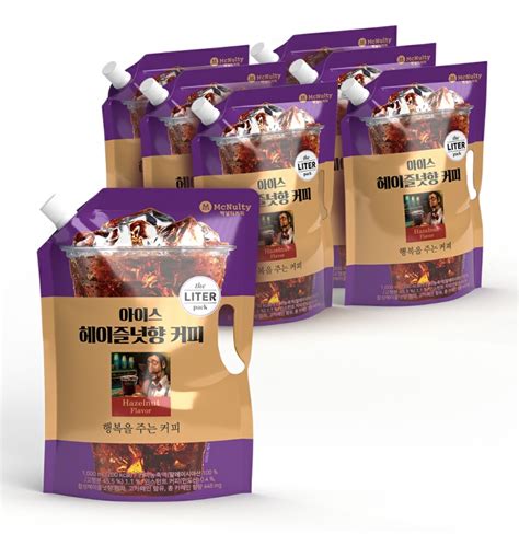 맥널티 아이스 아메리카노 헤이즐넛향 파우치 대용량 1l 6개입 티몬