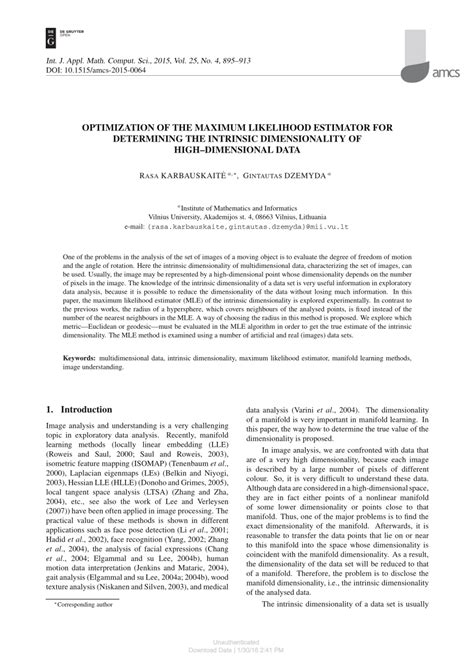 pdf optimization of the maximum likelihood estimator for determining