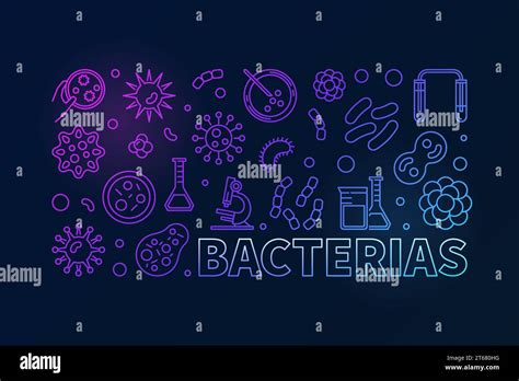 Vector Bacterias Colorful Linear Banner Concept Illustration Made With