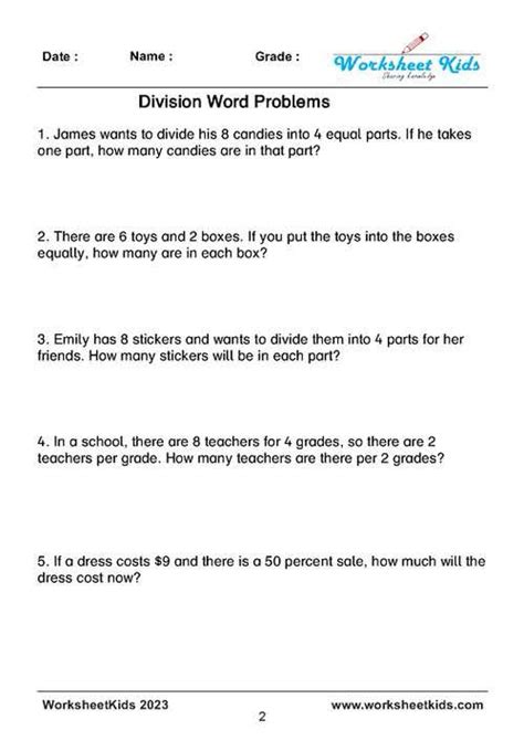 Division Word Problems Worksheets For Grade 3 5 Simple To Long Division Word Problems Word