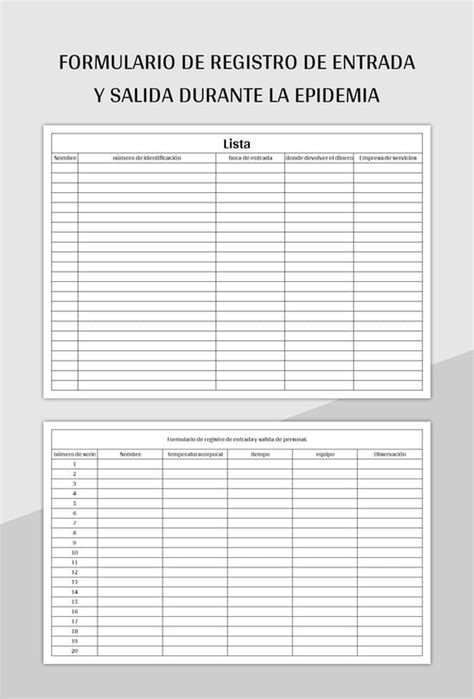 Plantilla De Excel Formulario De Registro De Entrada Y Salida Durante