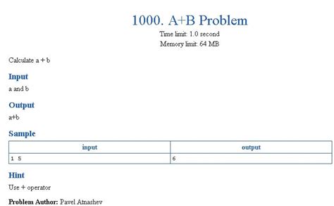 Coding Exercise Timus Online Judge 1000 Ab Problem Cc
