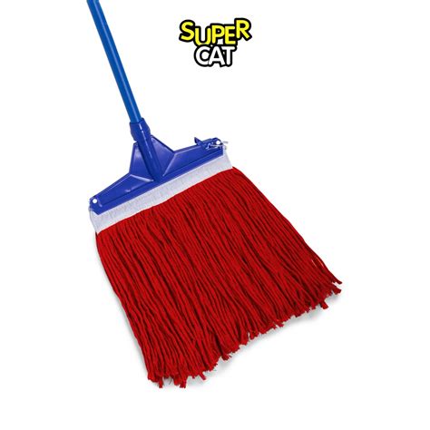 Supercat ไม้ม็อบถูพื้นหัวคลิปล็อค ขนาด 12 นิ้ว 320 กรัม ด้ามเหล็กกันสนิม ผ้าม็อบ สีแดง 4527