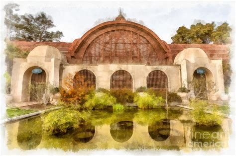 Botanical Building Balboa Park San Diego Watercolor Photograph By
