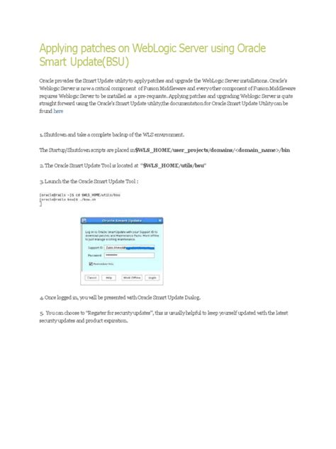 Applying Patches On Weblogic Server Using Oracle Smart Update Pdf