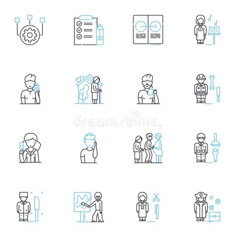 Self Promotion Linear Icons Set Brand Image Marketing Nerking