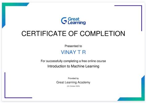vinay t r on linkedin machinelearning greatlearning certificatecompletion