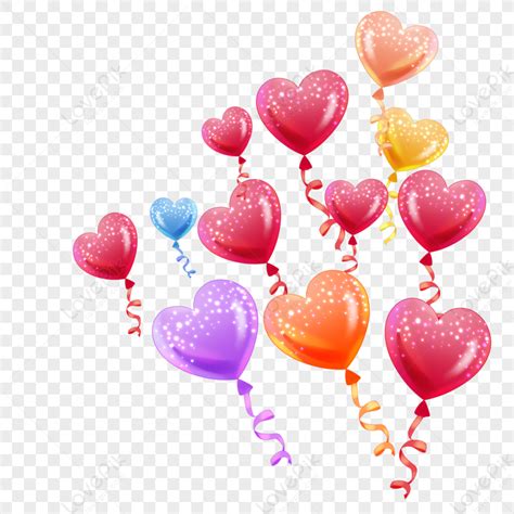 손으로 그린 스타일 심장 모양의 금성 생일 일러스트 풍선색깔의 공종이 조각 Png 일러스트 무료 다운로드 Lovepik