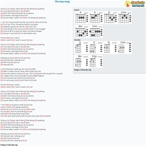 Chord The Lazy Song Tab Song Lyric Sheet Guitar Ukulele Chords Vip