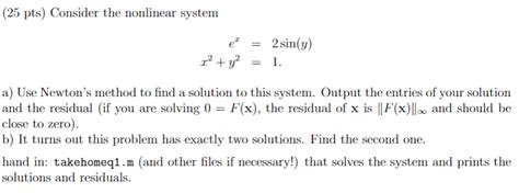 Solved USE MATLAB Consider The Nonlinear System Ex Chegg
