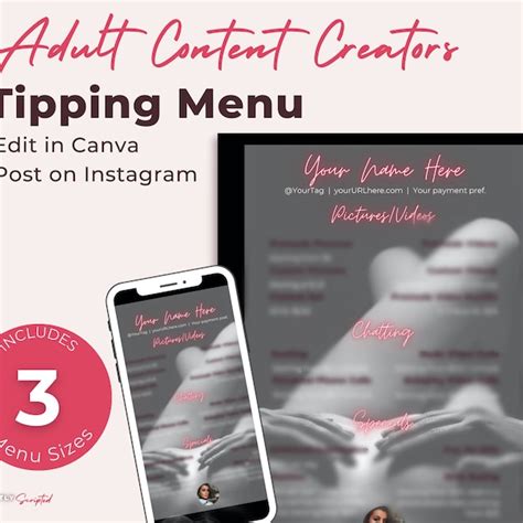 Cam Girl Tip Menu Etsy