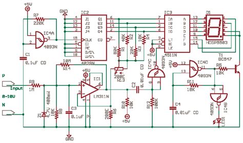 Single Digit Voltmeter With Lm311 Electronics Circuits