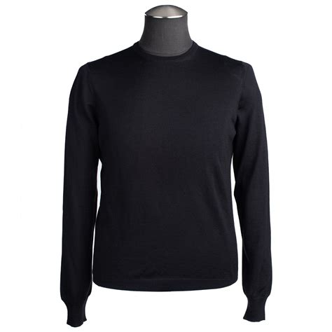 Gran Sasso Silk And Merino Wool Crew Neck Sweater In Black Uomo San