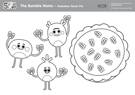 The Bumble Nums Peekaboo Pecan Pie Coloring Page Super Simple