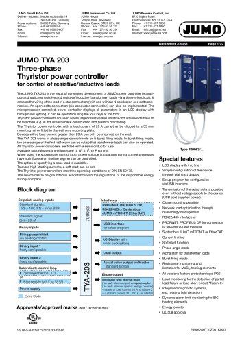All Jumo Process Control Inc Catalogs And Technical Brochures