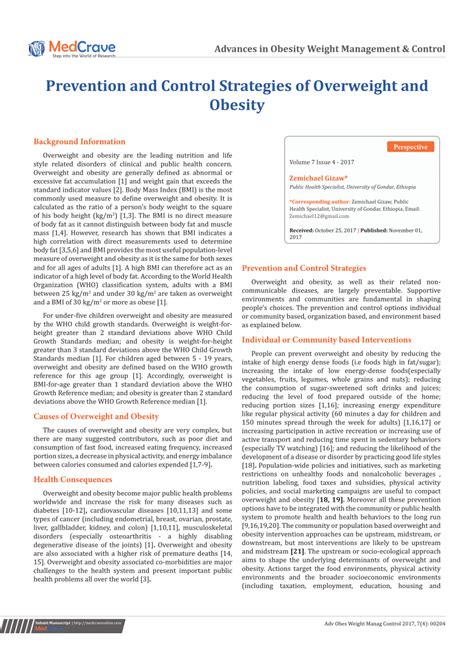 Pdf Prevention And Control Strategies Of Overweight And Obesity