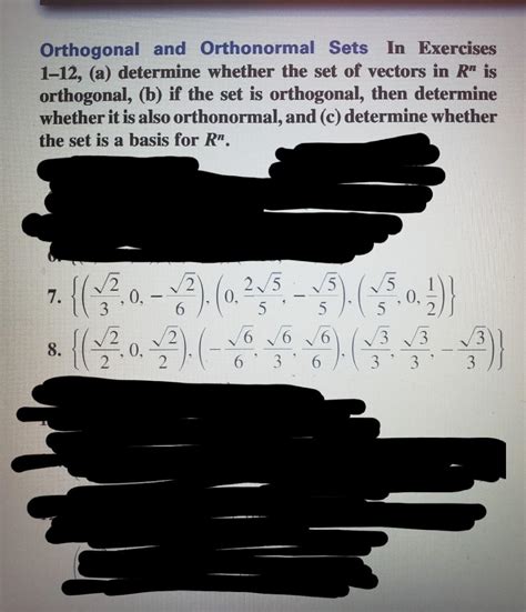 Solved Orthogonal And Orthonormal Sets In Exercises 112 Chegg Com